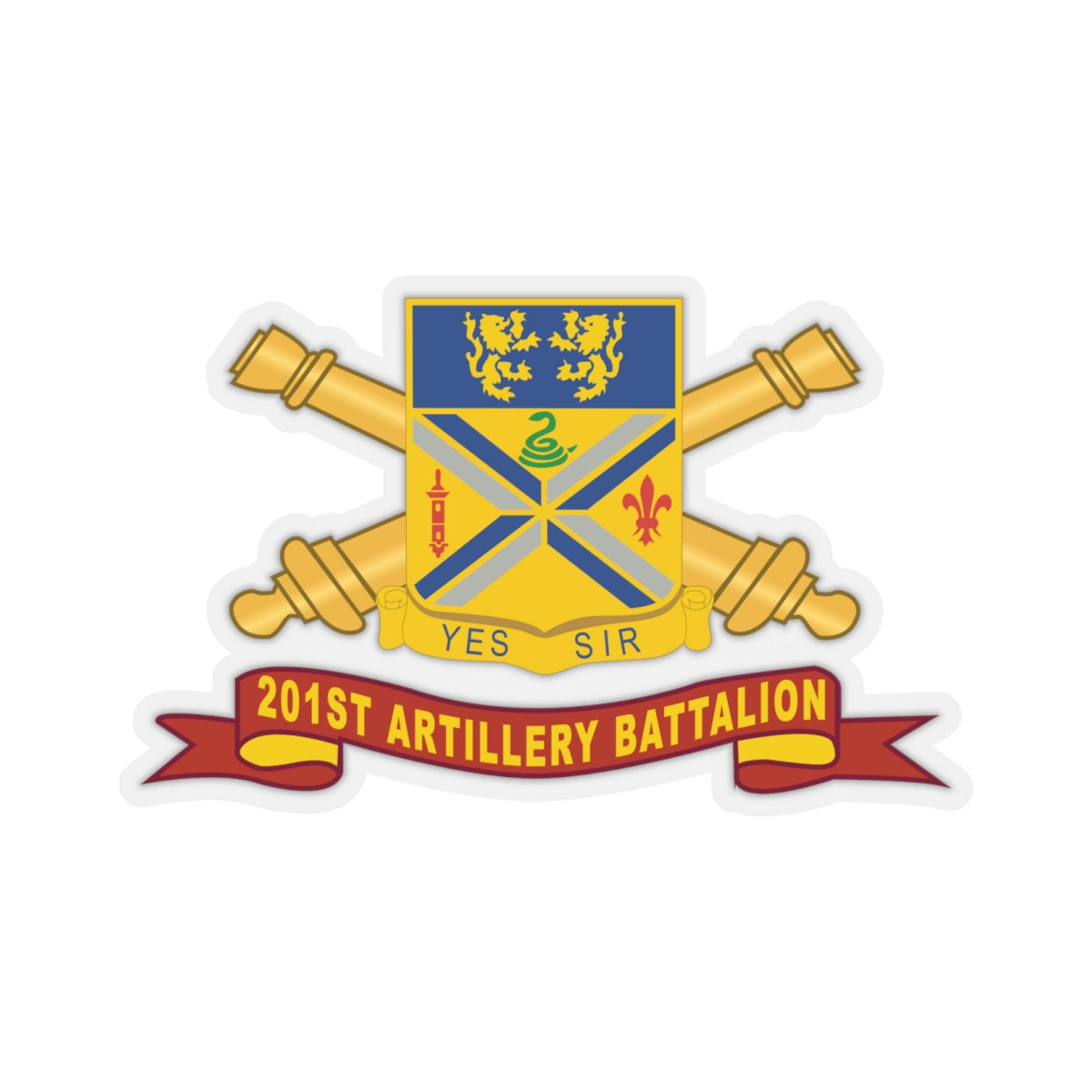 Kiss-Cut Stickers - Army - 201st Field Artillery Battalion - DUI w Br – MIP Brand Store
