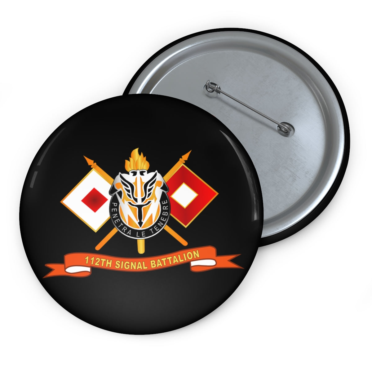 Custom Pin Buttons - 112th Signal Battalion w Signal Branch - Br - Rib ...
