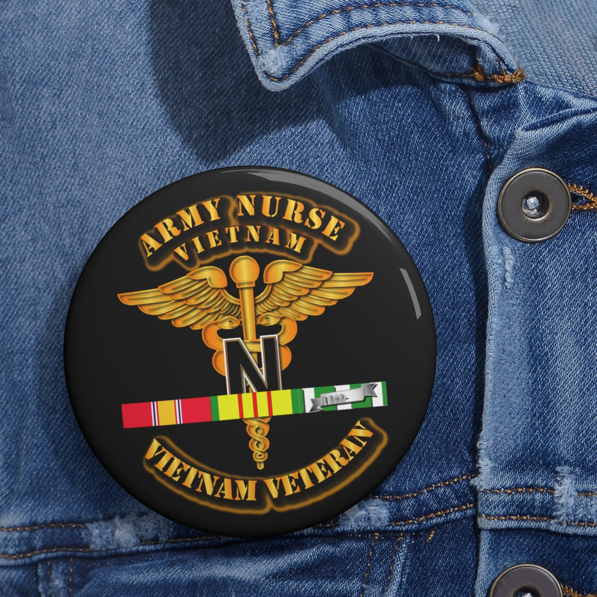 Custom Pin Buttons - Nurse with Vietnam Service Ribbons – MIP Brand Store