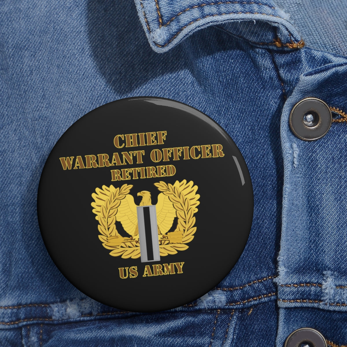 Custom Pin Buttons - Warrant Officer 5 - CW5 w Eagle - US Army - Retir ...
