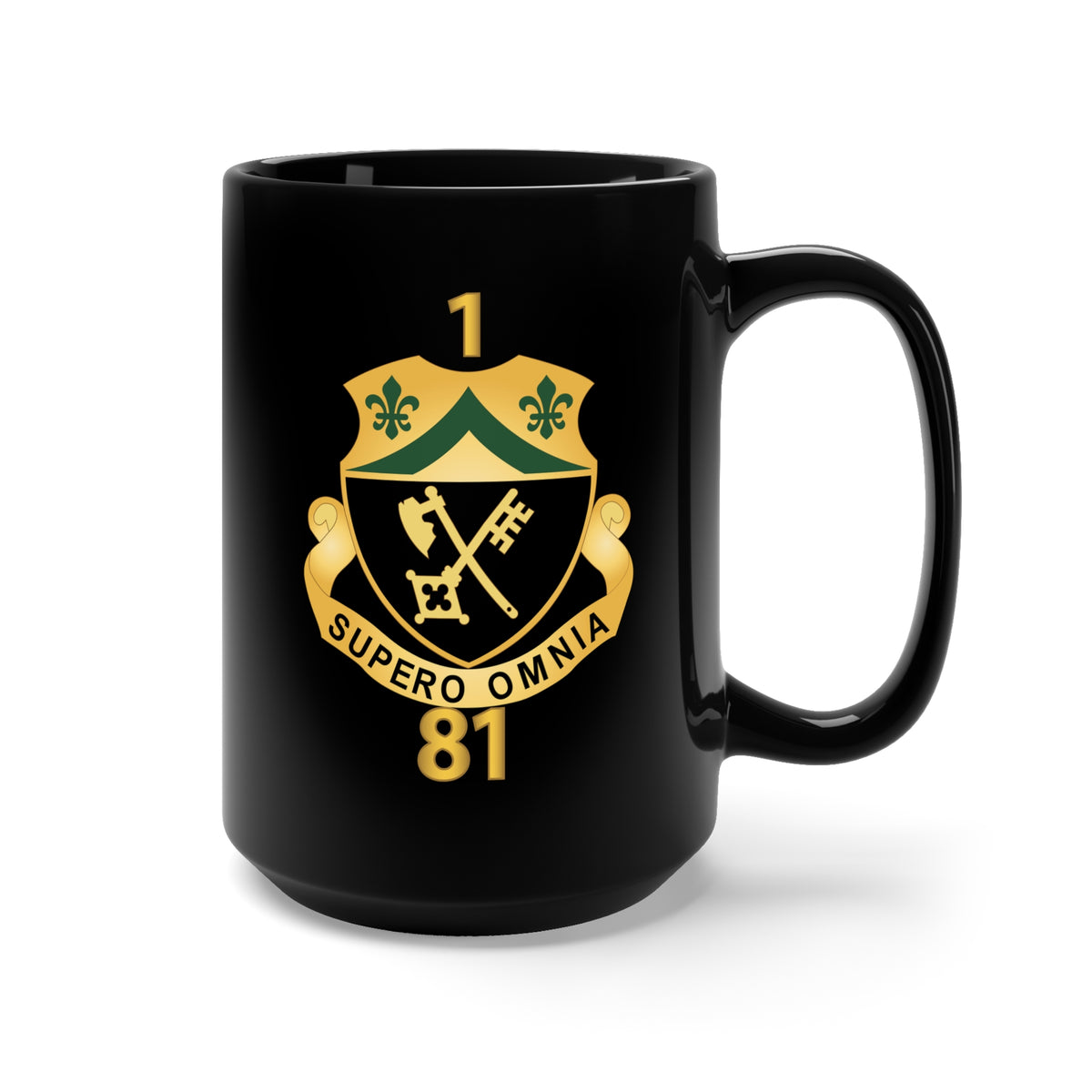 Black Mug 15oz - 1st Battalion, 81st Armor - DUI w Regiment Number X 3 ...