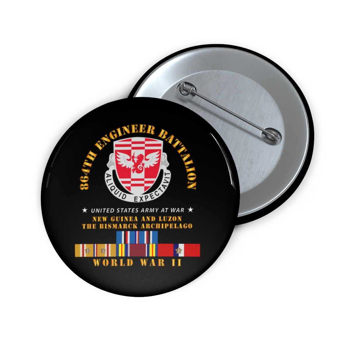 Custom Pin Buttons - Army - 864th Engineer Battalion - WWII w PAC SVC ...