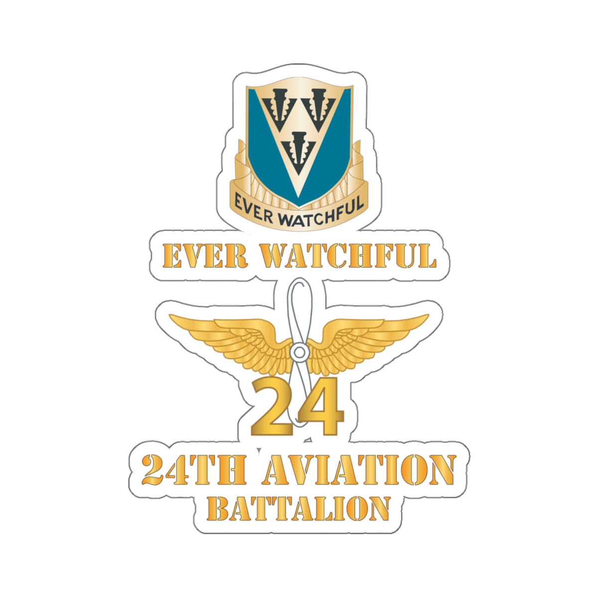 Kiss-Cut Stickers - Army - 24th Aviation Battalion - DUI - Ever Watchf ...