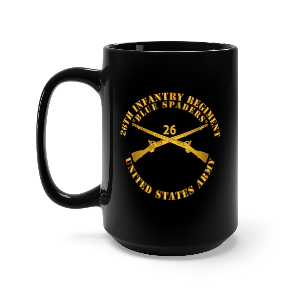 Black Mug 15oz - Army - 26th Infantry Regiment - Blue Spaders w Infant ...
