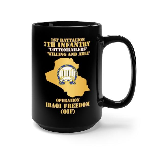 Black Mug 15oz - Army - 1st Bn 7th Infantry Regt - Cottonbailers - WIl ...
